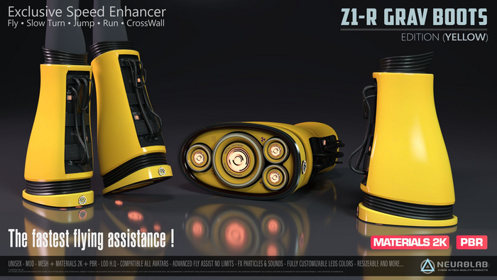 Second Life Marketplace - Z1-R GRAV BOOTS (YELLOW + PBR) (Exclusive ...